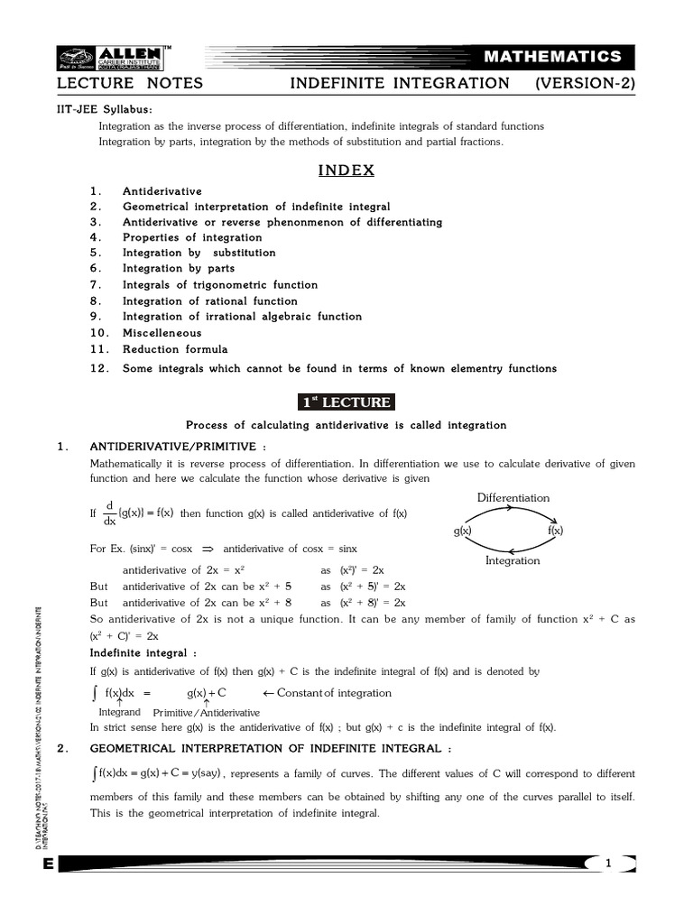 Indefinite Integration Updated | PDF