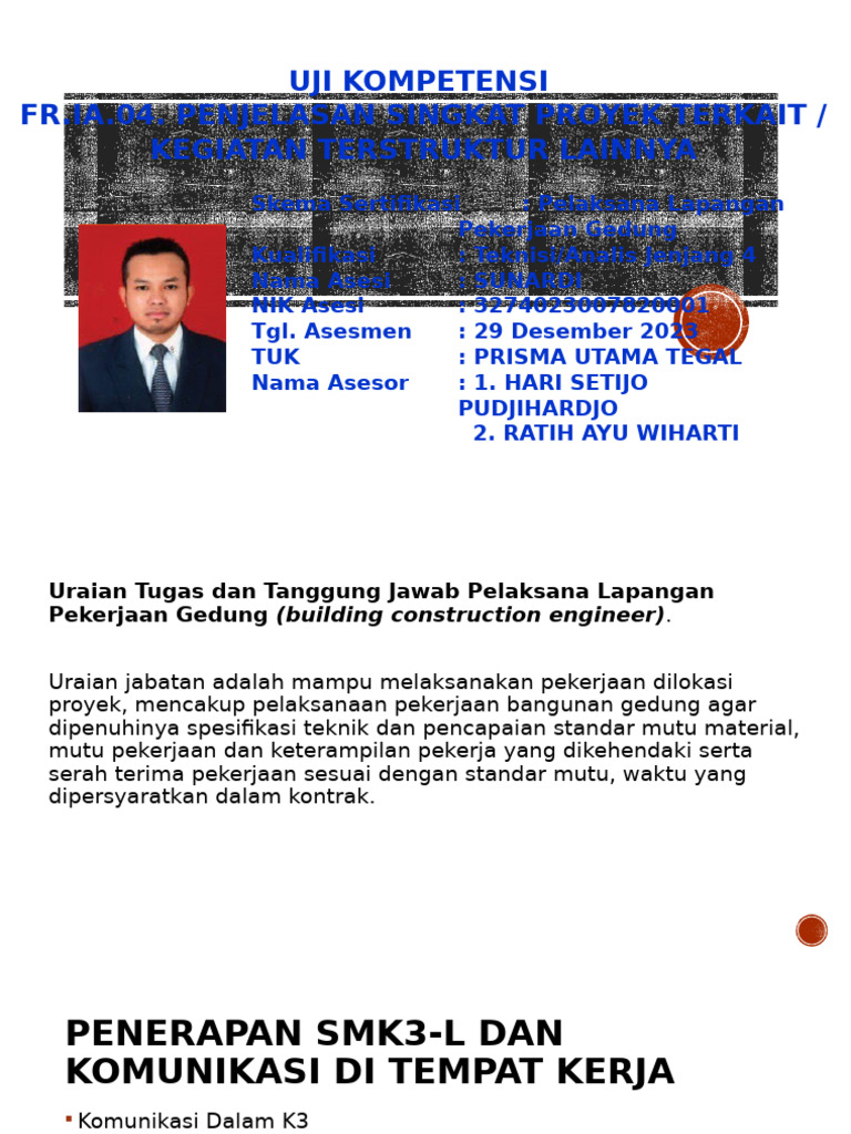 SUNARDI Pelaksana Lapangan BG 4 | PDF