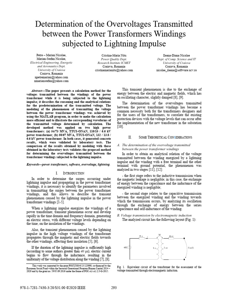Determination Of The Overvoltages Transmitted Between The Power Transformers Windings Subjected