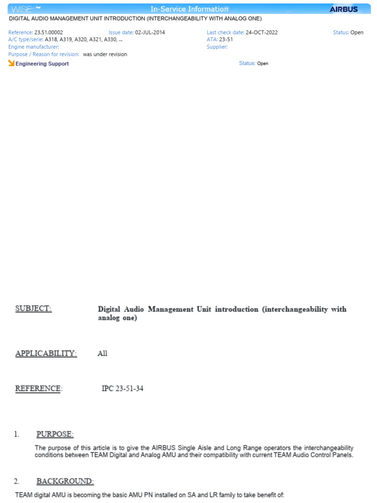 Digital Audio Management Unit Introduction Amu (Interchangeability With Analog One) | PDF