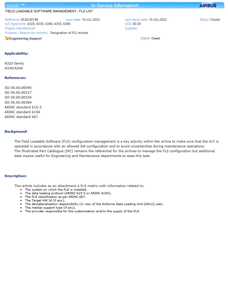 Field Loadable Software Management - FLS List | PDF