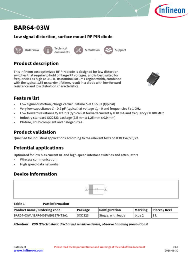 Infineon Bar64 03w Ds v01 01 en | PDF