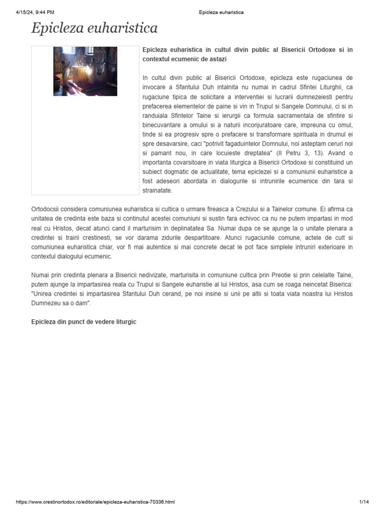Epicleza Euharistica | PDF
