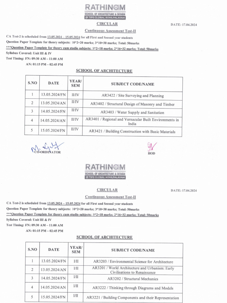 CAT-2 Timetable | PDF