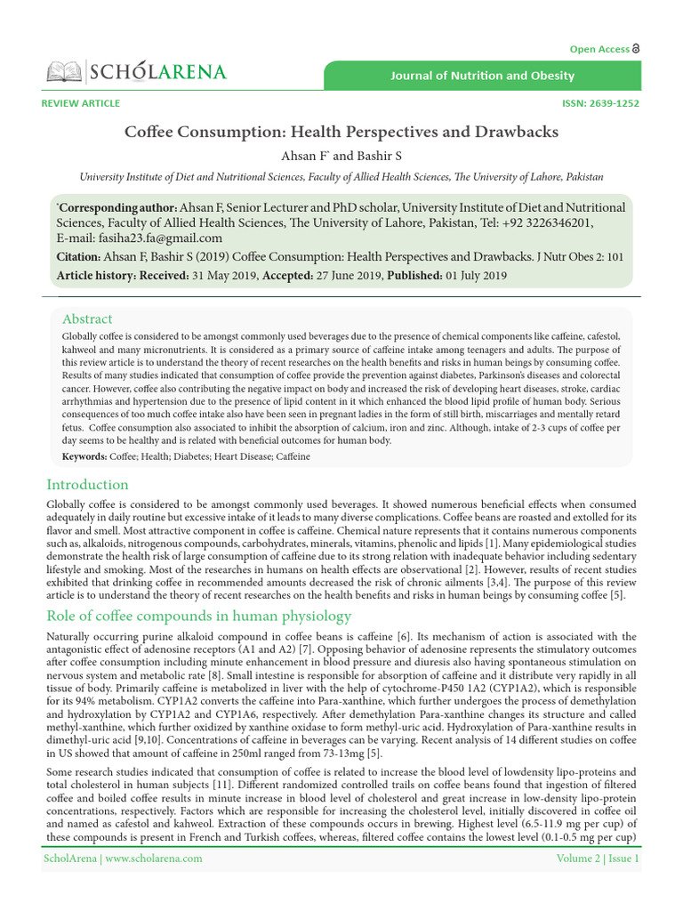 Coffee Consumption Health Perspectives and Drawbacks | PDF