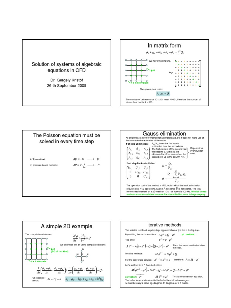 In Matrix Form: Solution of Systems of Algebraic Equations in CFD | PDF ...