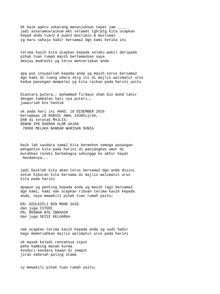 Skrip DJ Perkahwinan 4 | PDF