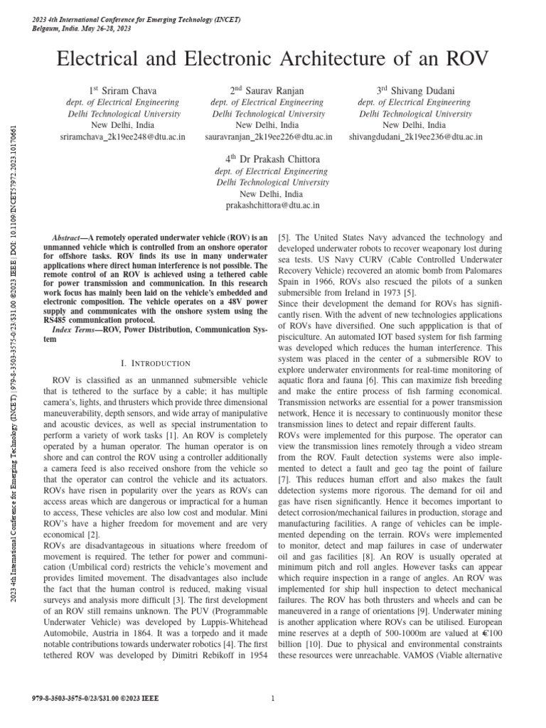 Electrical and Electronic Architecture of An ROV | PDF