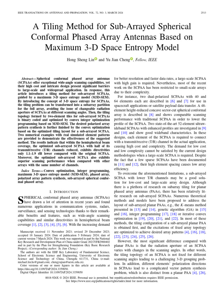A Tiling Method For Sub-Arrayed Spherical Conformal Phased Array Antennas Based On Maximum 3-D ...