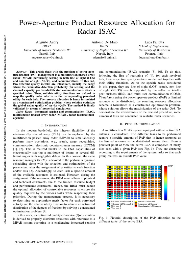 Power-Aperture Product Resource Allocation For Radar ISAC | PDF