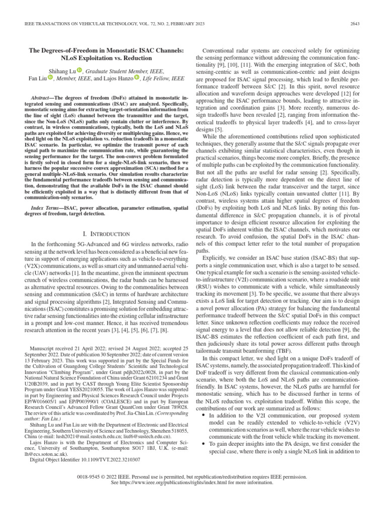 The Degrees-Of-Freedom in Monostatic ISAC Channels NLoS Exploitation vs. Reduction | PDF