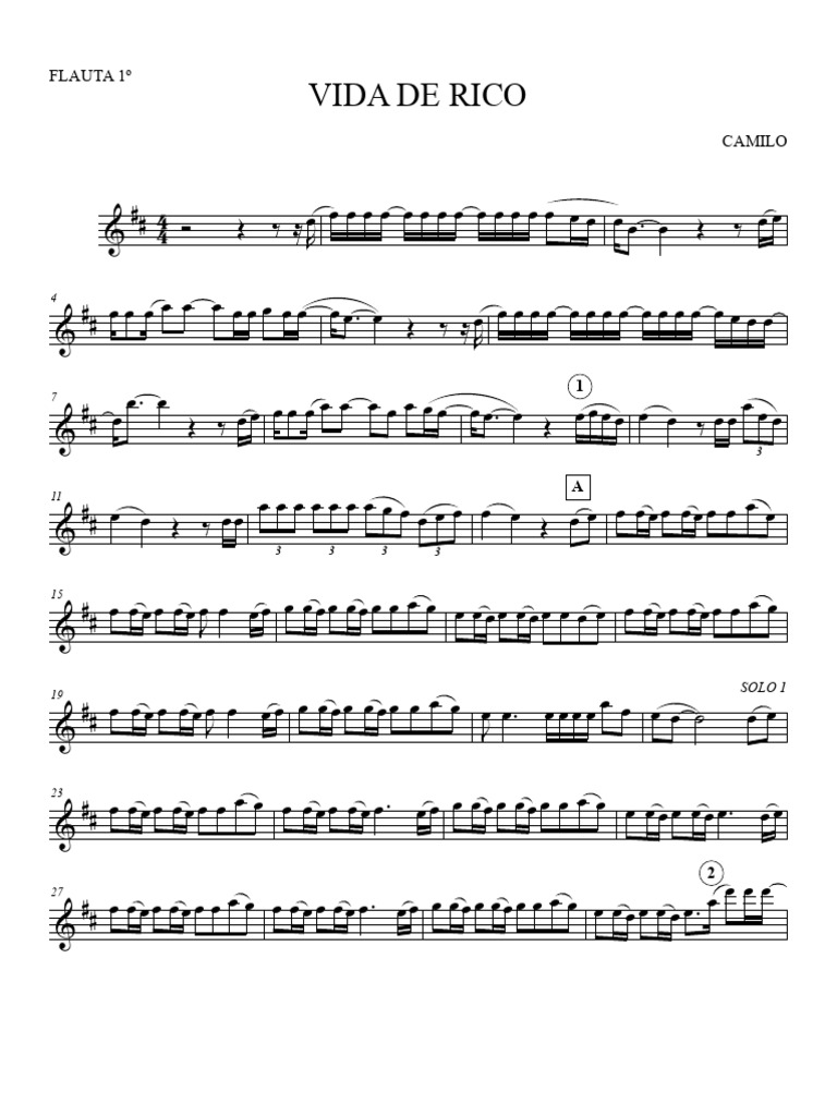 Camilo - Vida de Rico Flauta 1 | PDF