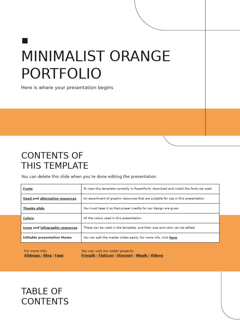 Minimalist Orange Portfolio by Slidesgo | PDF
