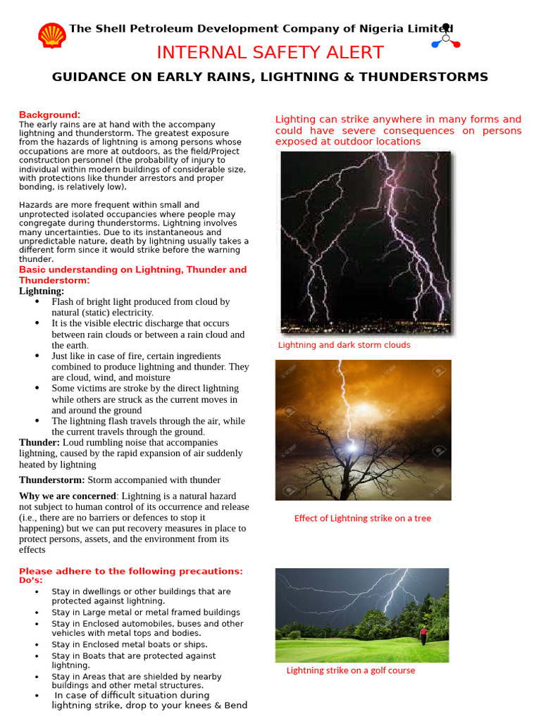 Safety Alert On Lightening Hazards | PDF