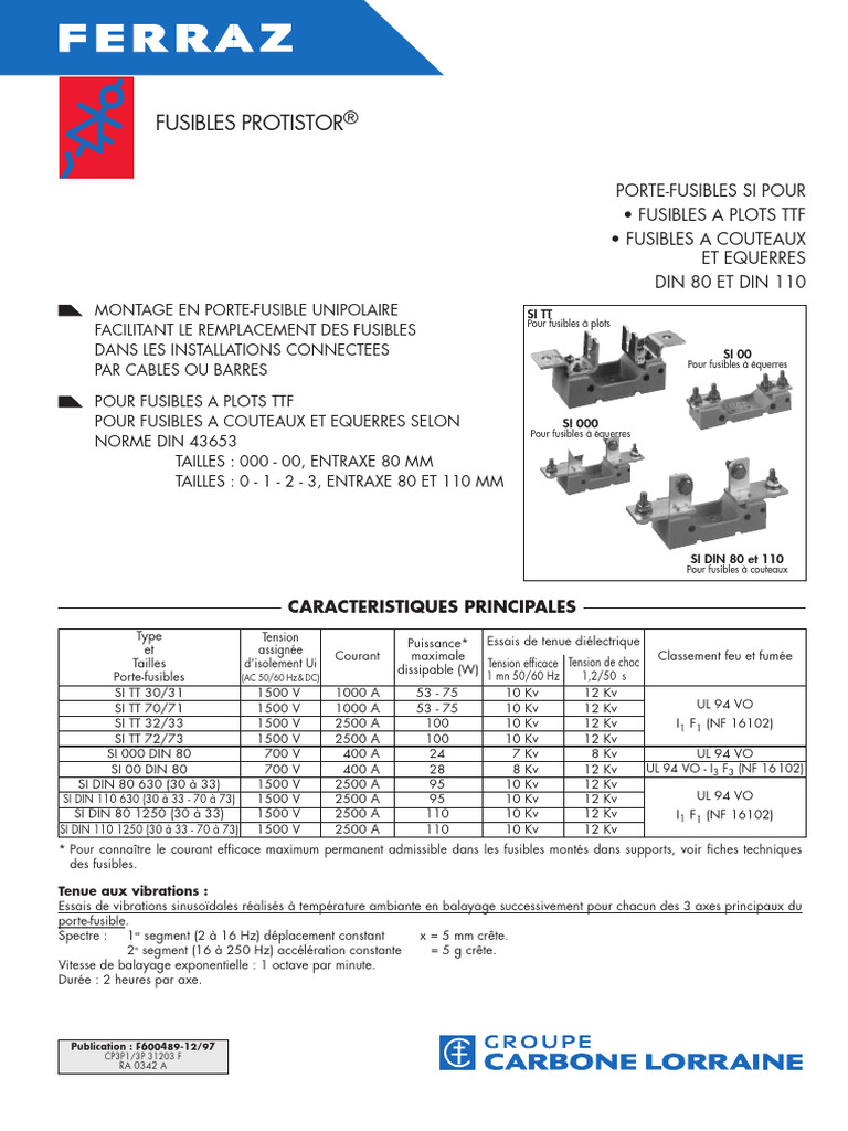 Fusibles Protistor: Porte-Fusibles Si Pour - Fusibles A Plots TTF ...