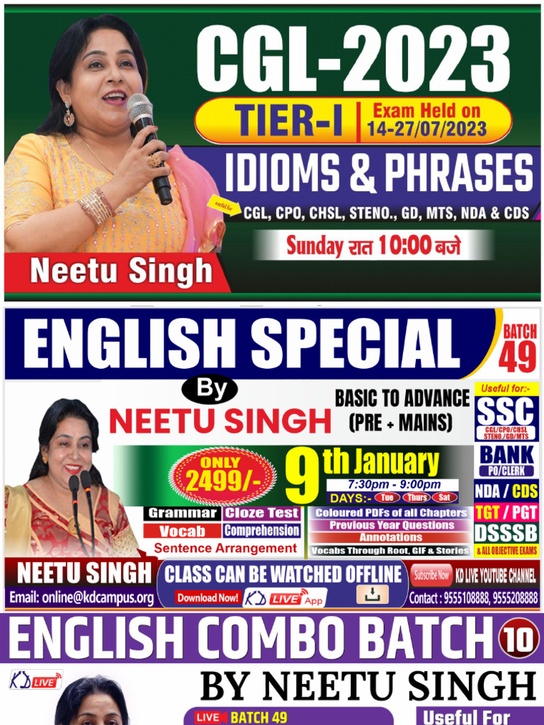 721) SSC CGL Tier - 1, 2023 Visual Idioms & Phrases | PDF