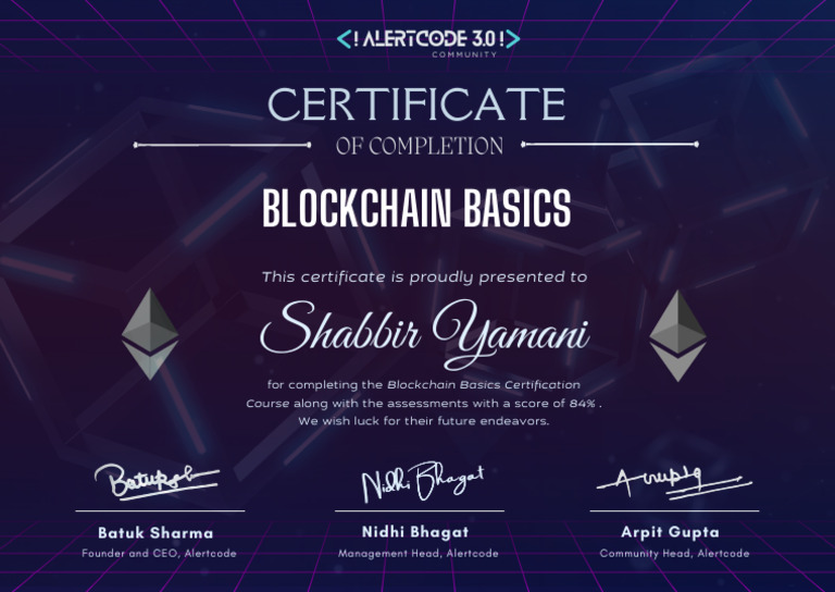 AlertCode Blockchain Basics Certificate | PDF