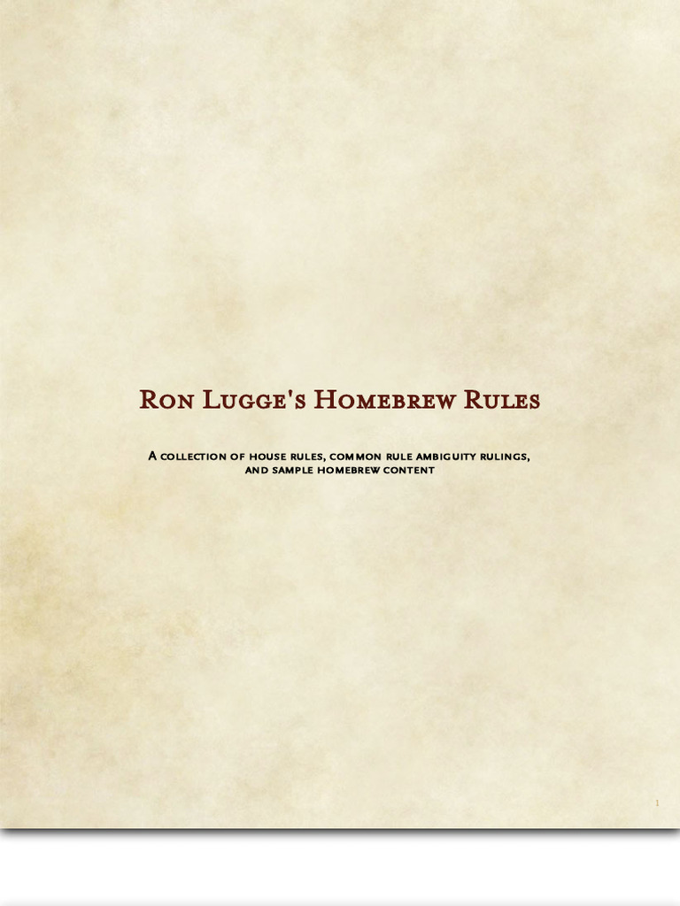 Homebrew Rules - GM Binder | PDF