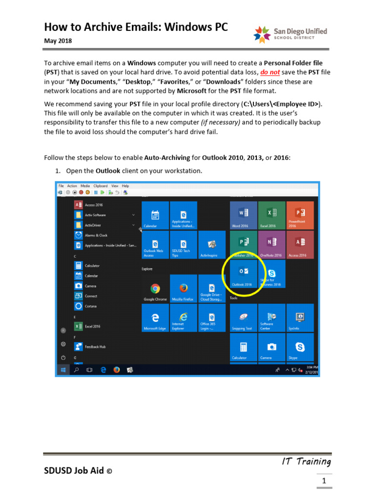 How To Archive Emails in Windows (V. 1.2) | PDF | Computer File ...