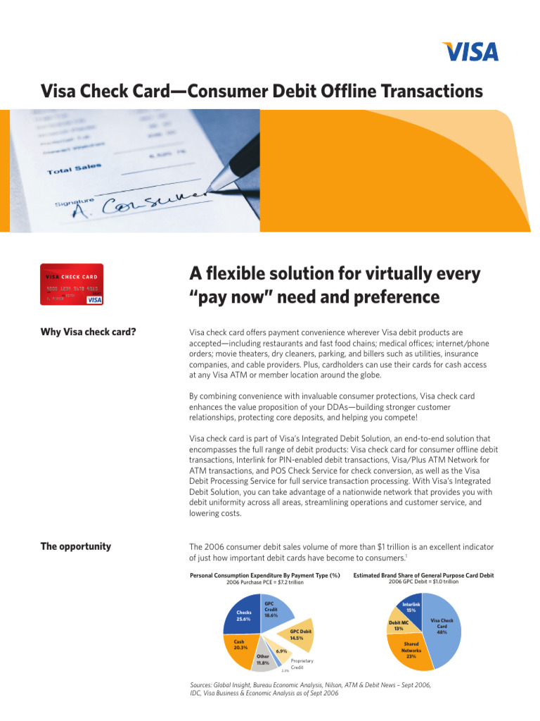 VISA CheckCard Sellsheet 1 | PDF | Debit Card | Visa Inc.