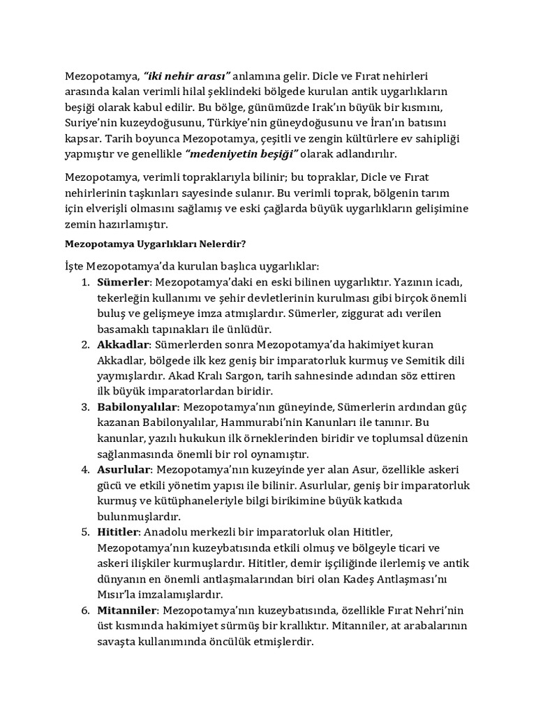 Belge 8 Mezopotamya Nedir | PDF