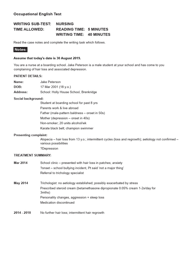 Oet Writing Sample 3 | PDF