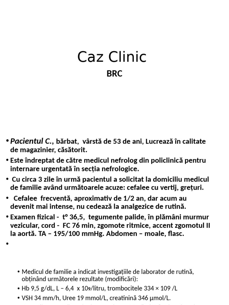 Boala Cronica Renala ROM Caz Clinci 1 | PDF
