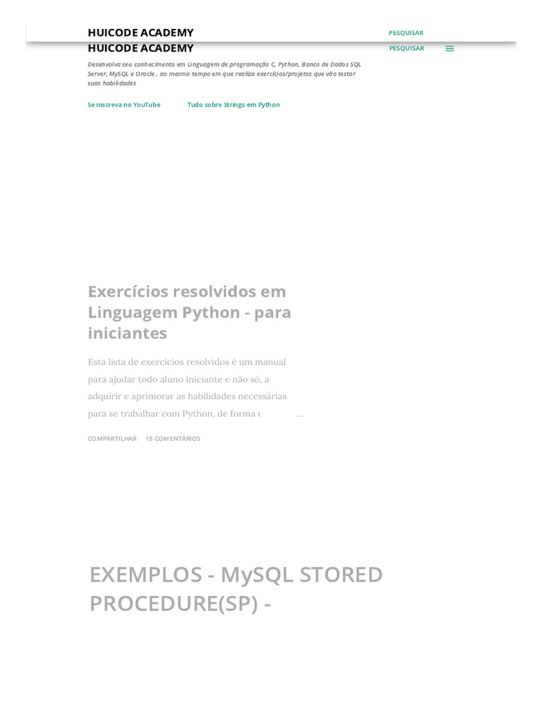 Exemplos - Mysql Stored Procedure (SP) - Procedimento Armazenado No ...