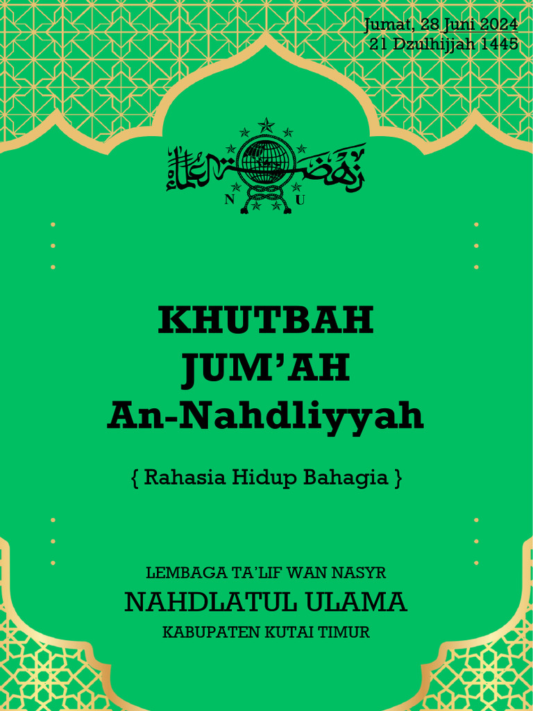 Khutbah NU Kutim - Rahasia Hidup Bahagia | PDF