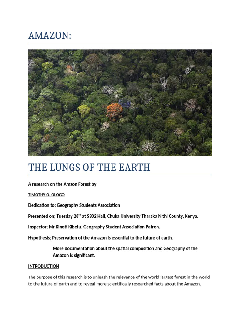 The Amazon - Lungs of The Earth. | PDF