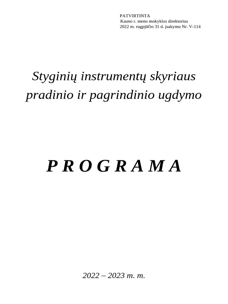 Styginių Programa 2022-2023 | PDF