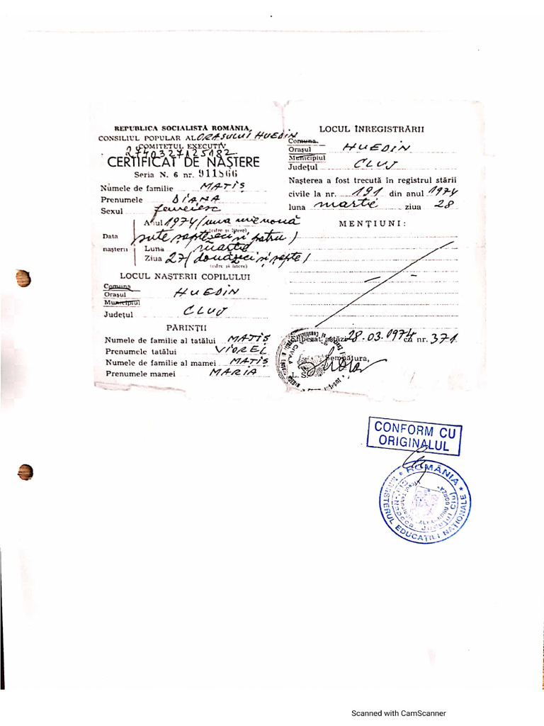 Certificat Nastere | PDF