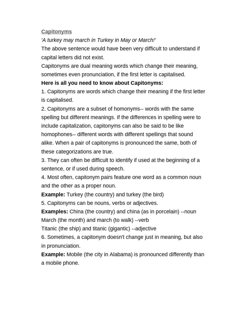 Capitonyms | PDF
