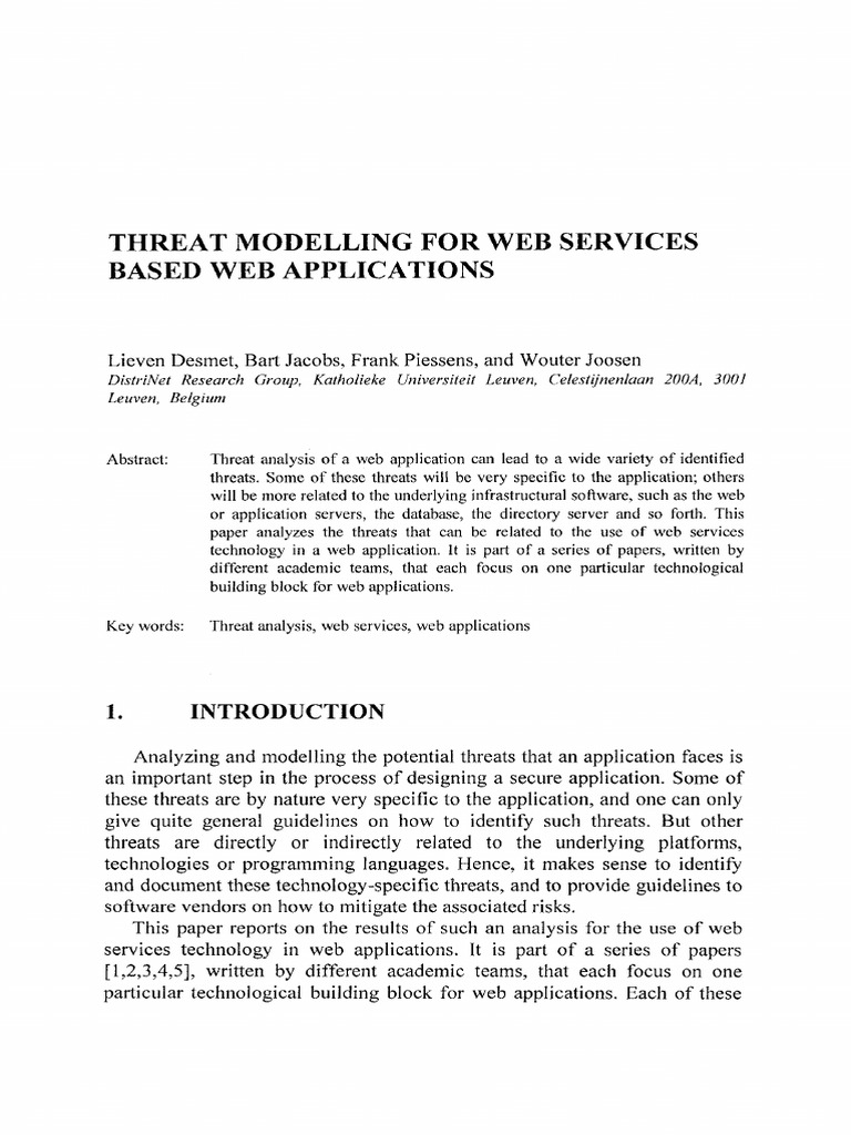 Threat Modelling For Web Services Based Web Applications | PDF