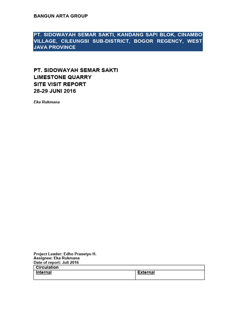 Sidowayah Site Visit Report PDF | PDF