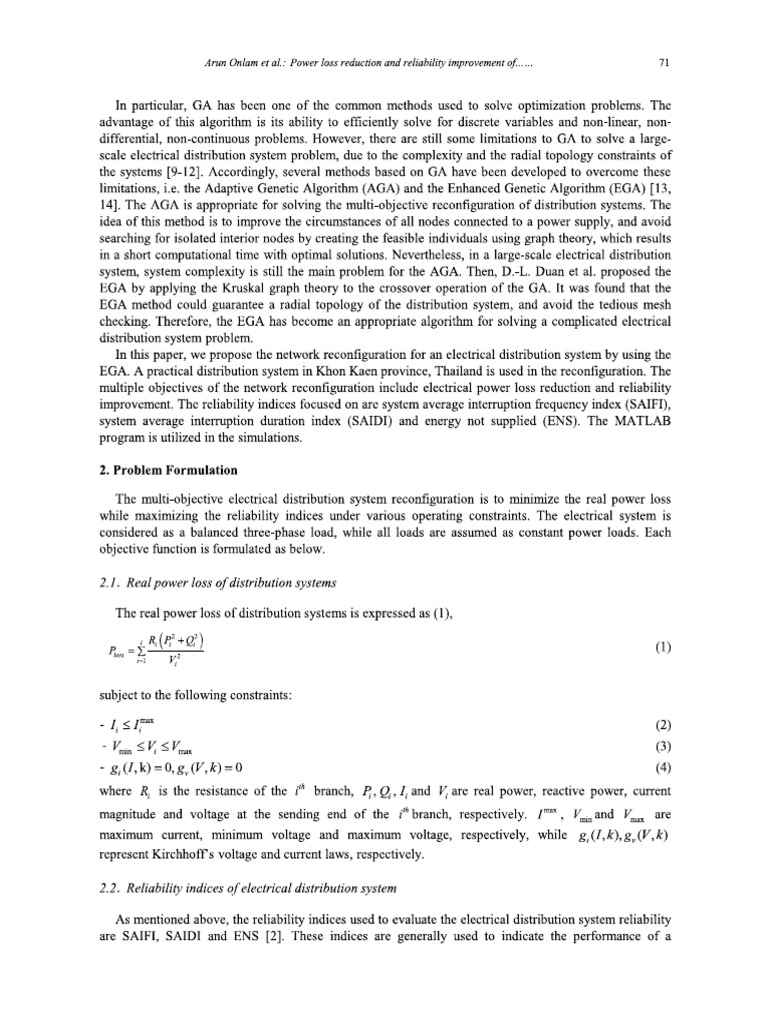 Power Loss Reduction And Reliability Improvement O Pdf