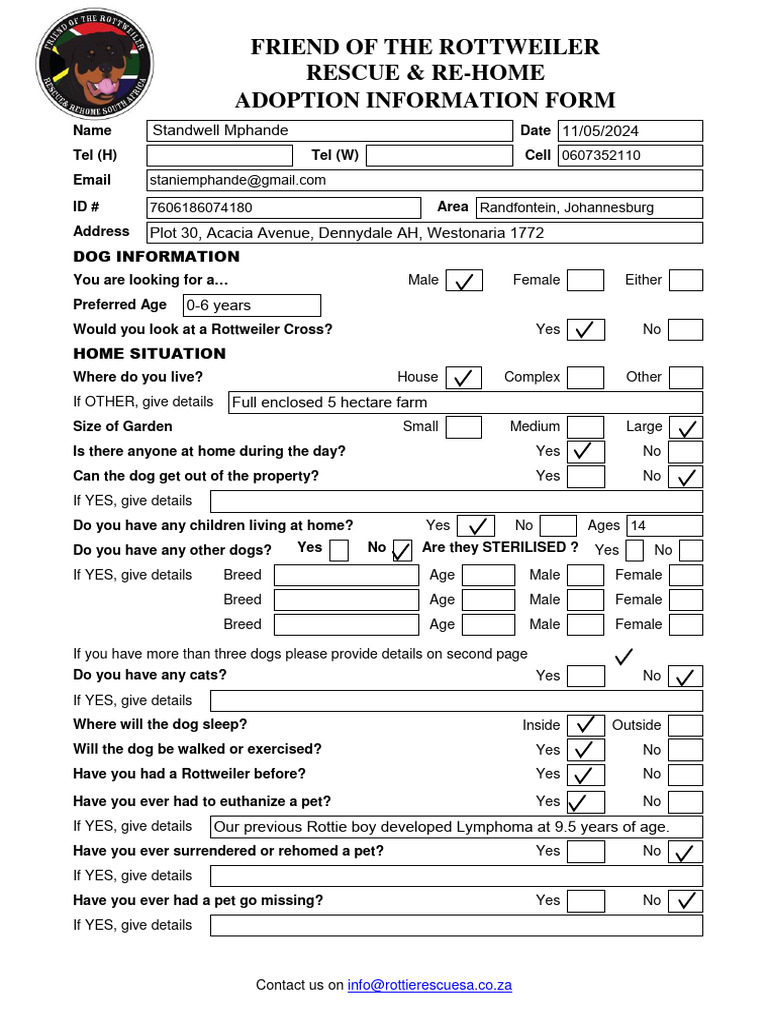 New Home Information Sheet Application | PDF