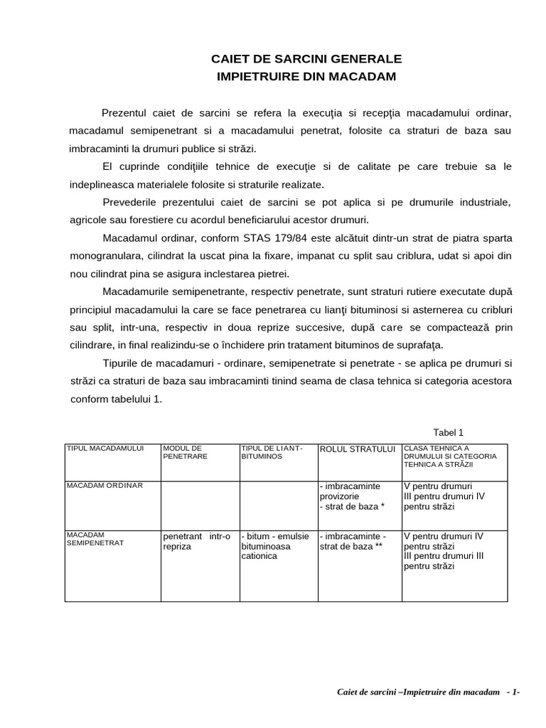 Caiet Sarcini Macadam | PDF