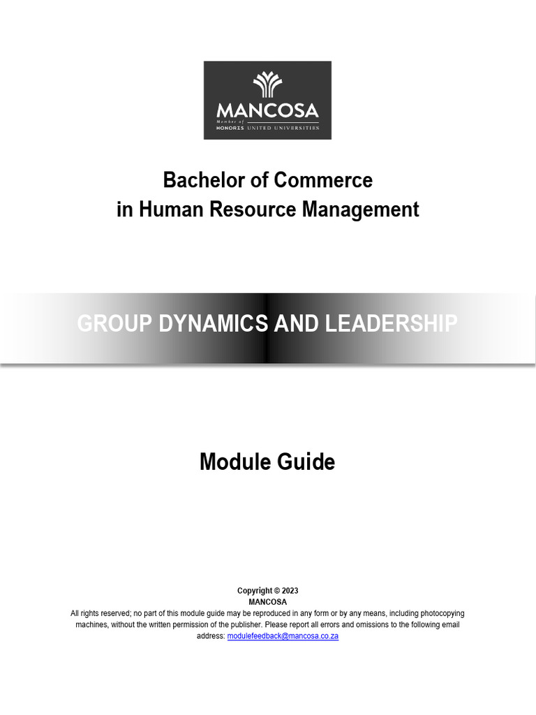 BCOM HRM - Group Dynamics and Leadership | PDF