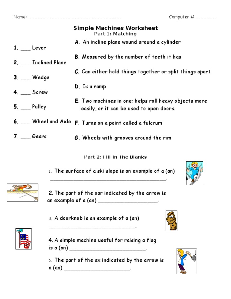Simple Machines Worksheet | PDF