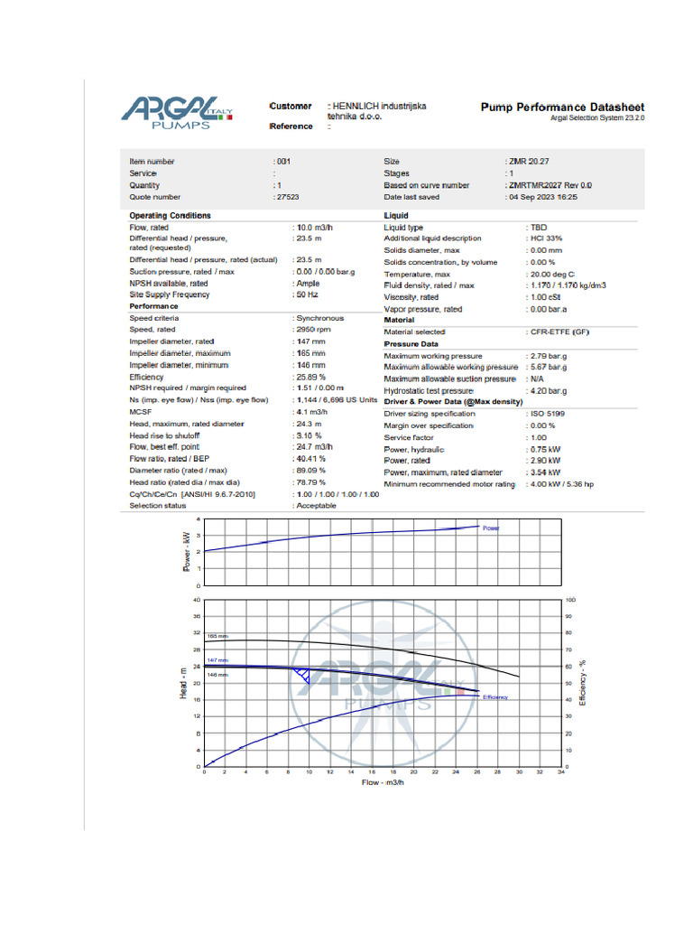 HENNLICH-ARGAL Pump | PDF
