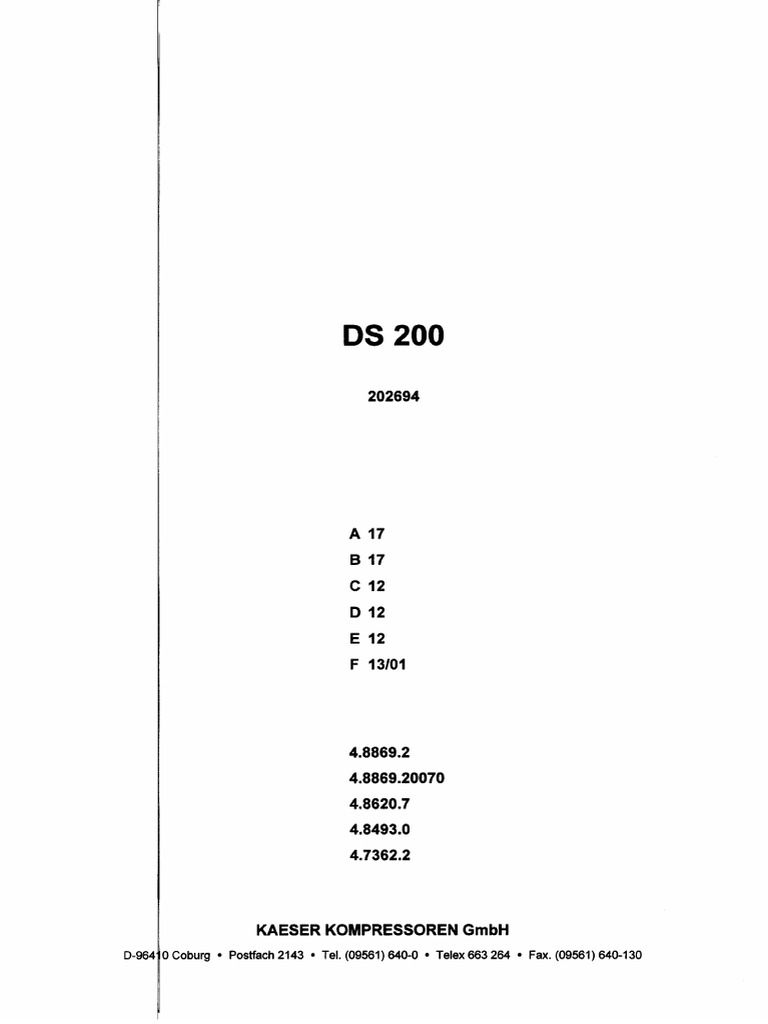 DS 200 Parts List | PDF