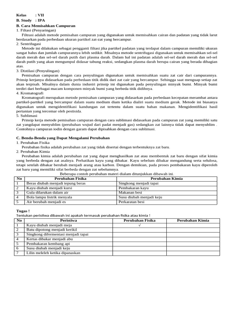 Materi 12 IPA Kelas 7 | PDF