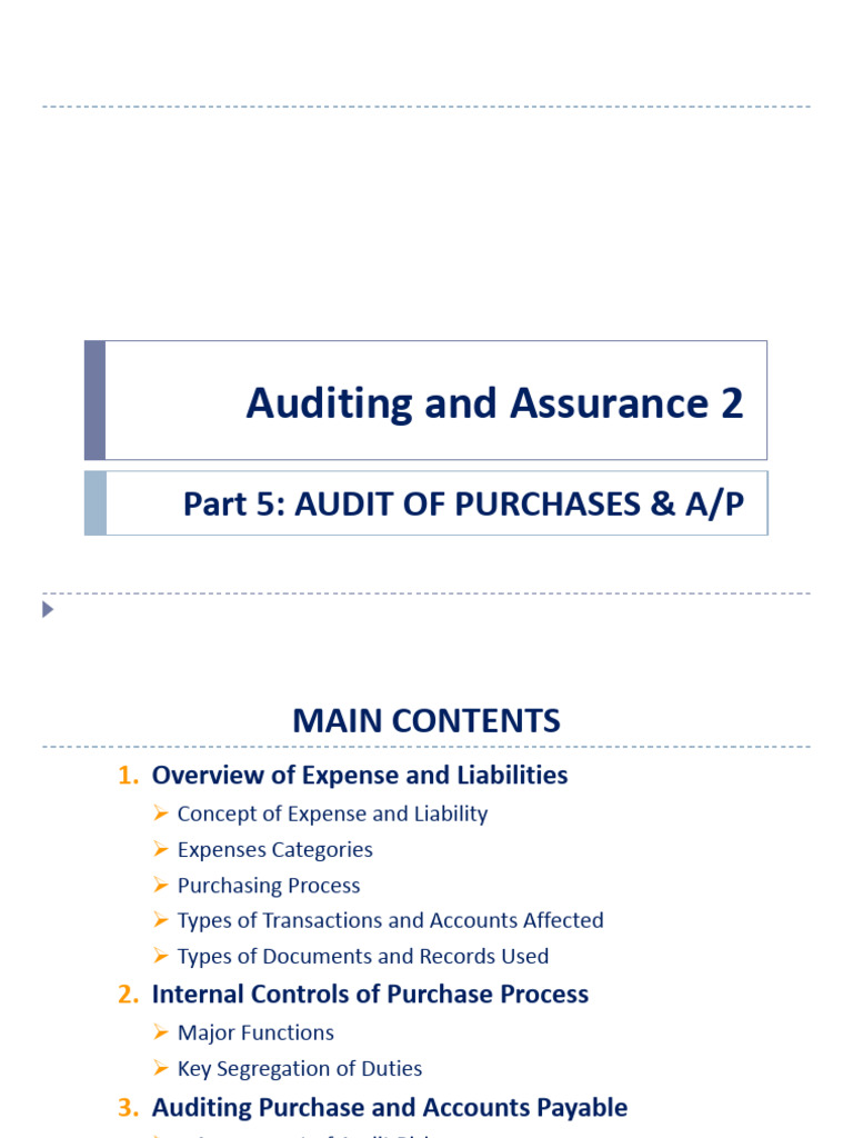 AA2 - Part 5 - Audit of Purchase AP | PDF