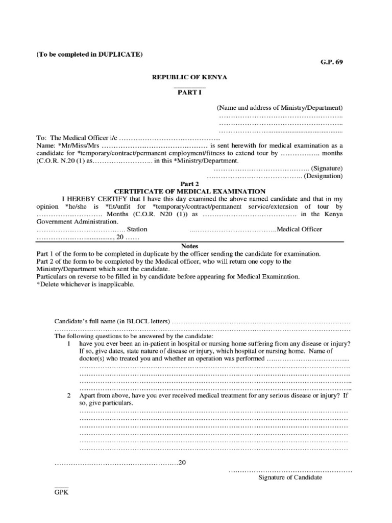 GP 69 Form 1 Page | PDF