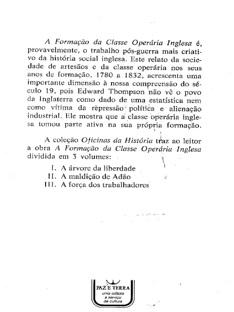 THOMPSON, Formacao Da Classe Operaria Vol II | PDF