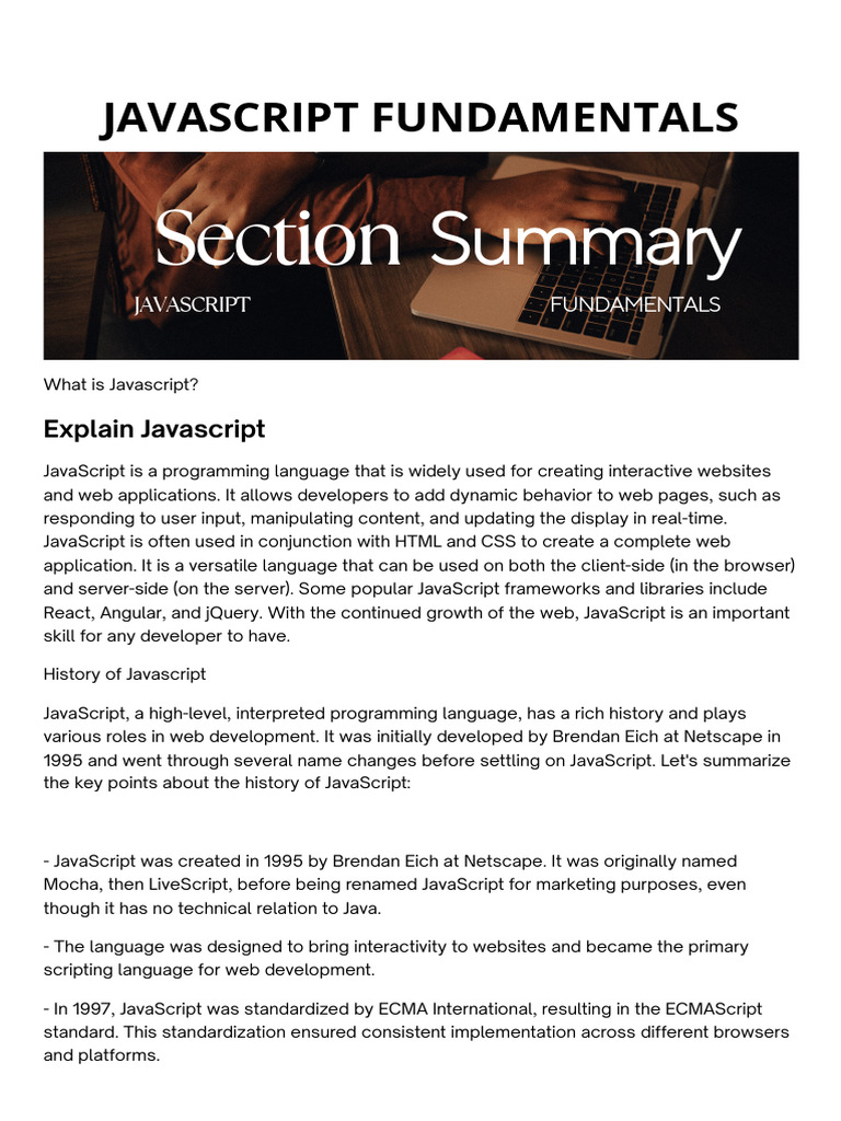 JS Section Summary 1 | PDF