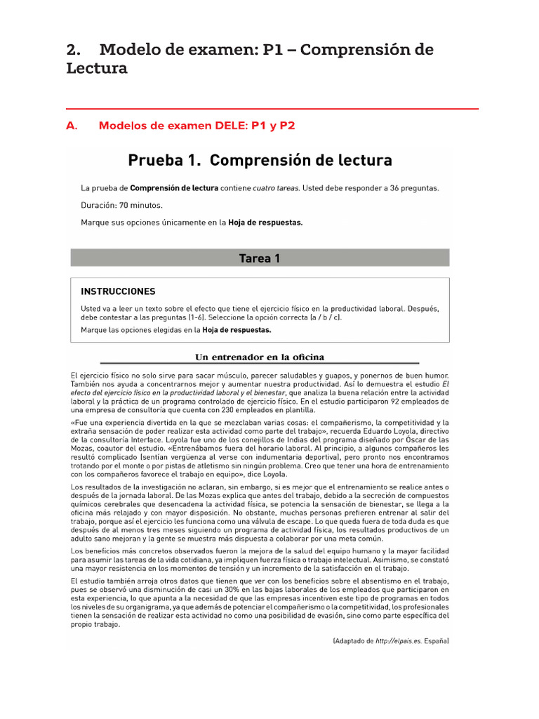 DELE - Prueba 1 | PDF