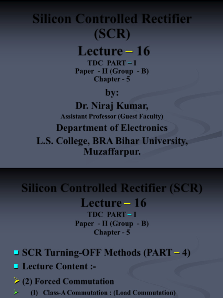 Silicon Controlled Rectifier (SCR) Lecture - 16 | PDF | Electrical ...