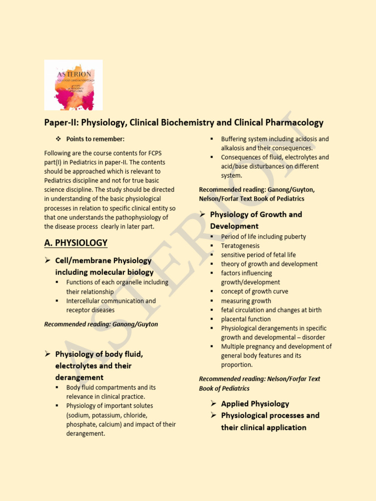 Paper-2 Syllabus Fcps Part-1 (Paedi) | PDF